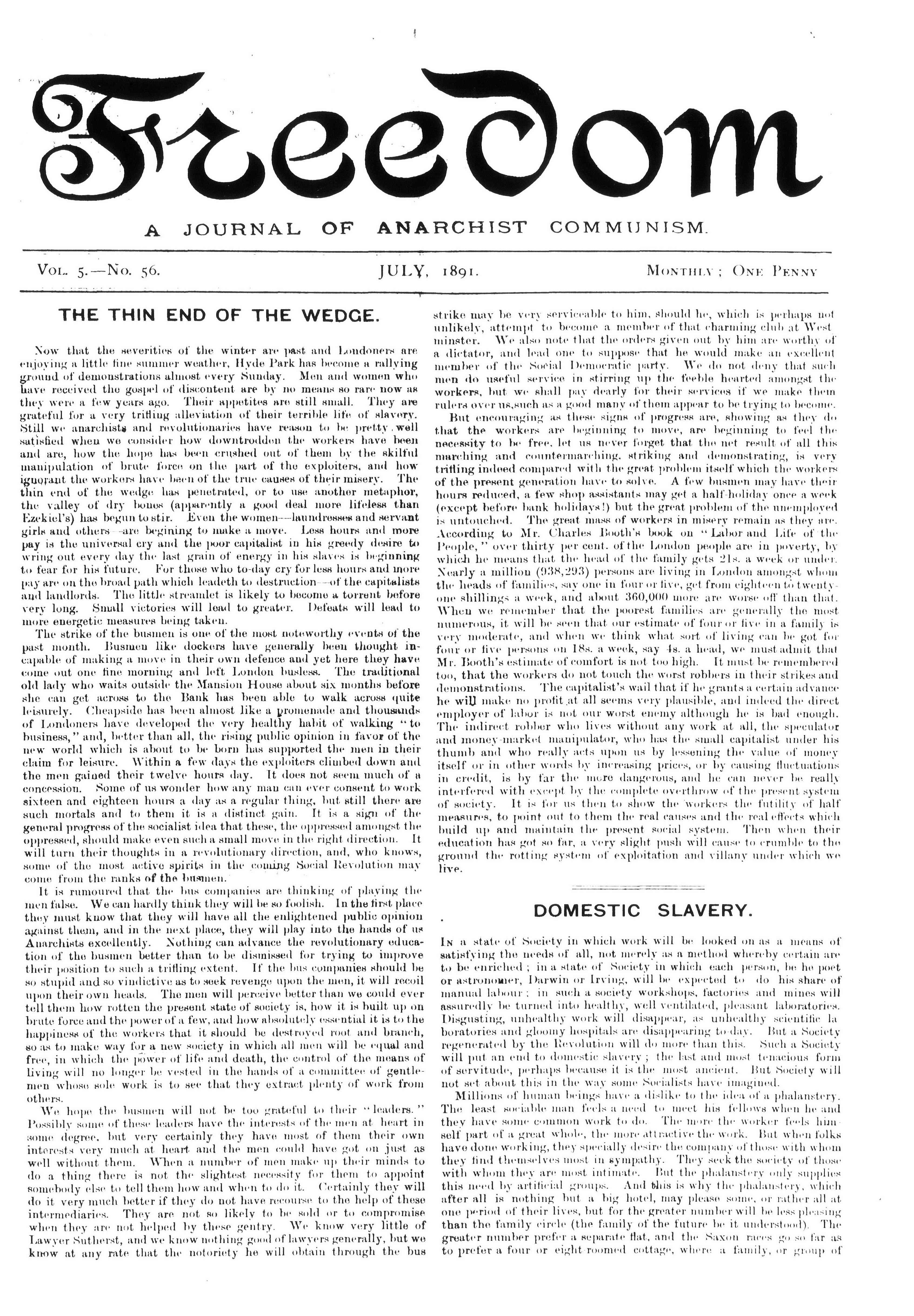 Freedom vol 5. no 56 (July 1891) | libcom.org